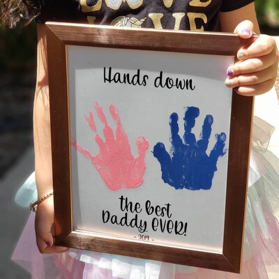 Custom Father's Day Gift, Child's Hand Print, Gift for Dad, Hands Down ...