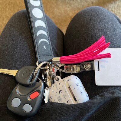 Moon Keychain Wristlet Moon Phase Key Fob Witchy Things - Etsy