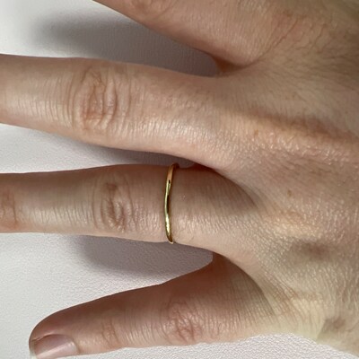 14k Solid Gold 1mm Thin Wedding Band / Minimalist Wedding Ring for ...
