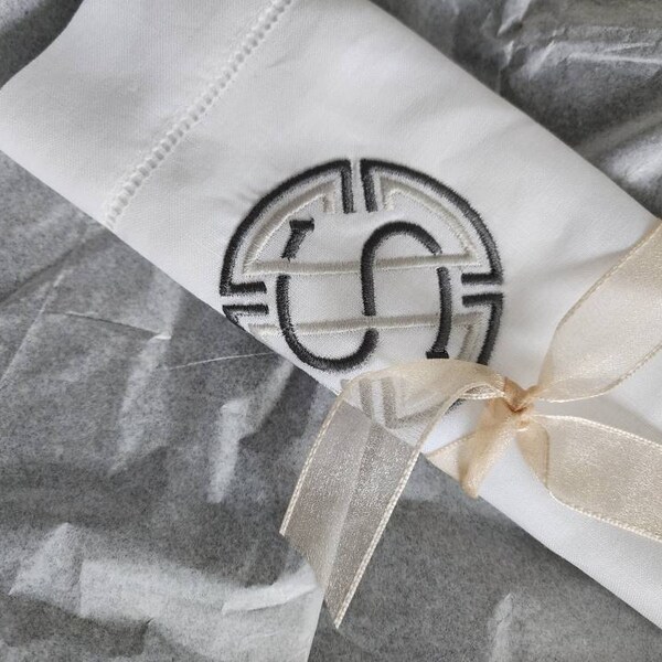 Monogrammed Linen Napkins, Monogram Napkin Set, Embroidered Napkin ...