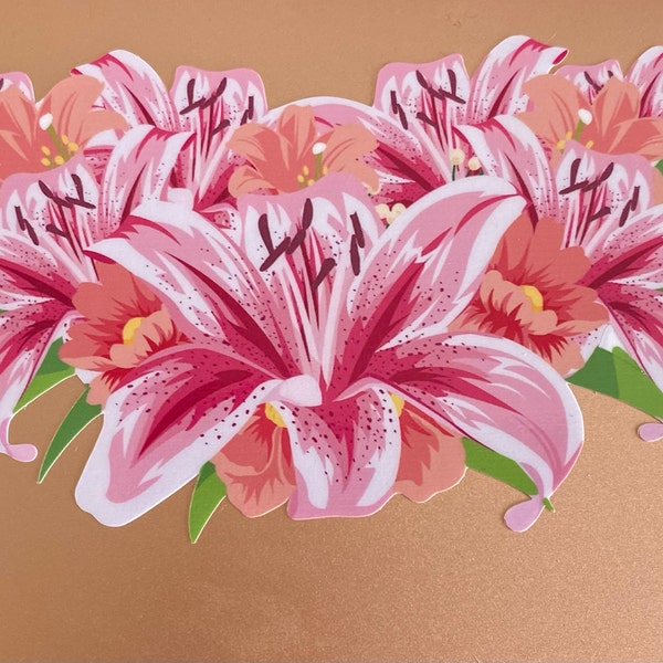 Pink Tiger Lily Bouquet Decal Tiger Lillies Floral Decal Sticker Trendy ...