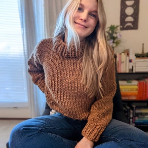 Knitting Pattern: Cozy Mock Neck Sweater Cropped Fit Super - Etsy