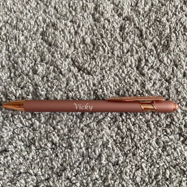 Personalised Gold and Black Retractable Ballpoint Pen, Gift for Him ...