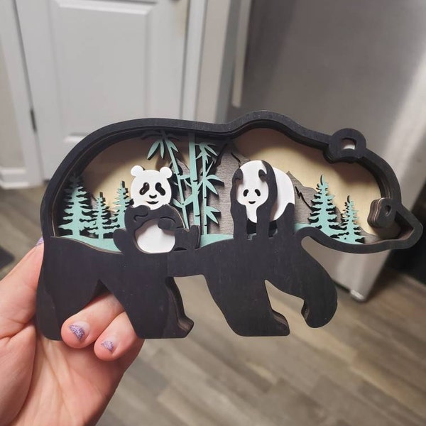 Wooden Panda Night Light,3d Hand-carved Design,customized Panda ...