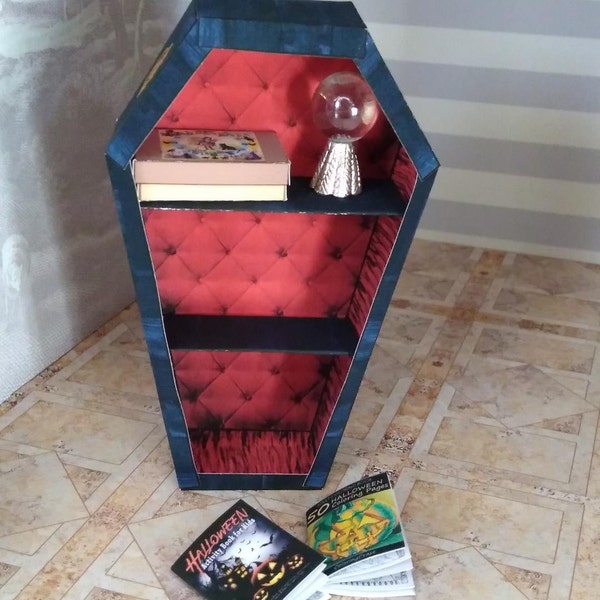 COFFIN Halloween Dollhouse Bookcase – 1:12 DIY Vampire Coffin Halloween ...