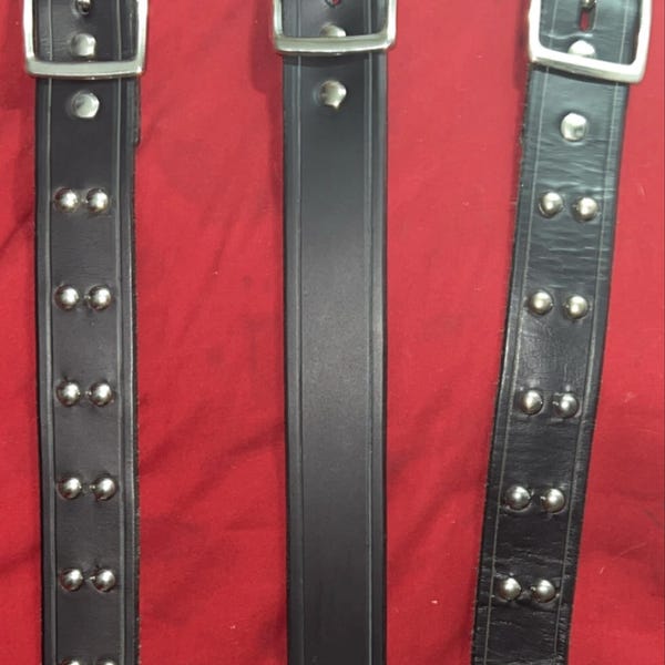 Leather Studded Belt for Him or Her, Handmade Black Men's Belt, Black ...