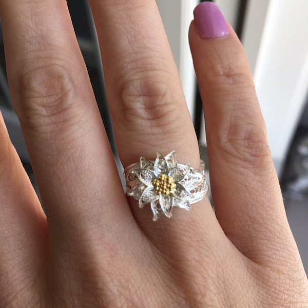 Edelweiss Ring , Silver Filigree - Handmade in Italy - Etsy