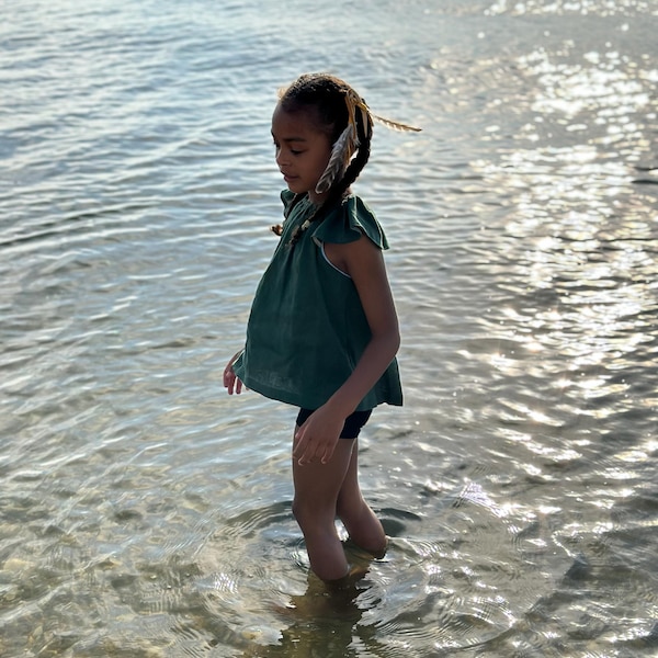 Ruffled Linen Baby Bonnet Girl, Ivory, Dusty Pink, Dusty Blue Ruffle ...