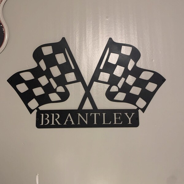 Custom Checkered Flag Racing Sign, Checkered Flag Monogram ...