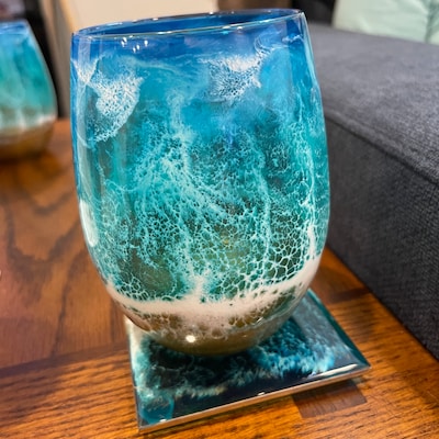 Set of 2, Beach Glassware, Beach Wine Glasses, Beach Drinkware, Beach ...