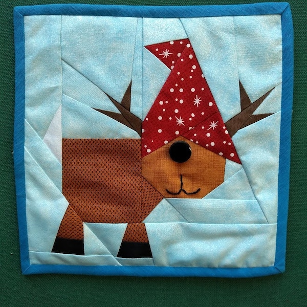 Reindeer Gnome Paper Pieced Quilt Block Pattern (PDF) - Etsy