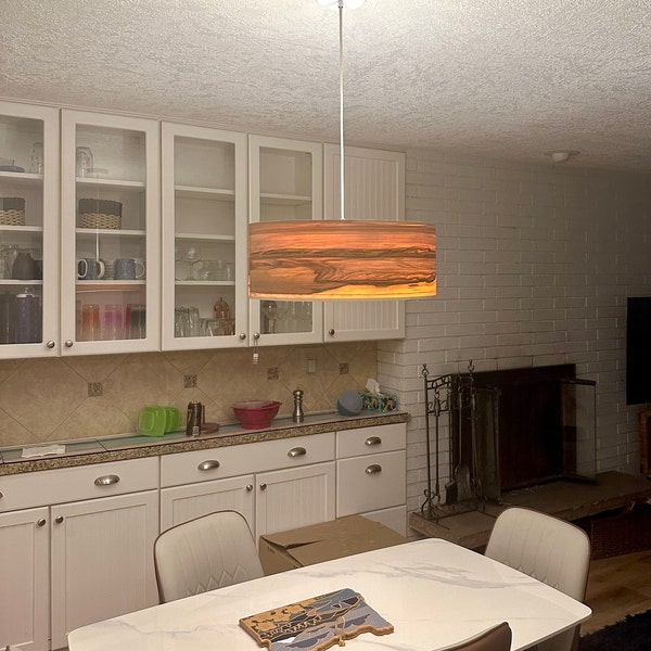 Wood Pendant Lamp Hanging Chandelier Drop Light Dining Room Lighting ...