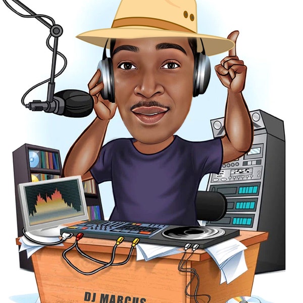 Custom DJ Portrait Gift: Radio Host Caricature (digital Download) - Etsy