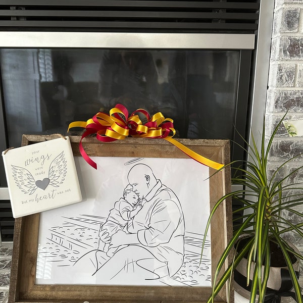 Loss of Father Memorial Portrait Custom Eternal Embrace Drawing ...