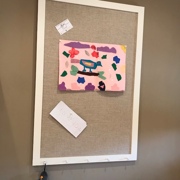 Oak Framed Fabric Pinboard | Finished With Wax | Narrow Framed Pin ...