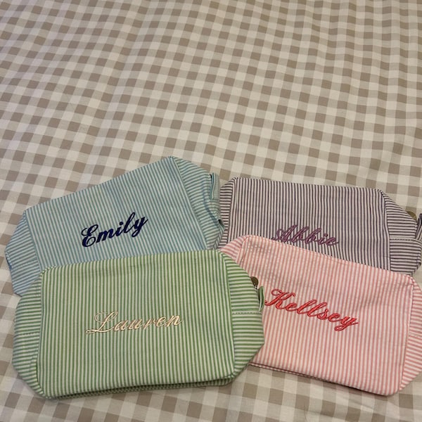 Personalised Small Quilted Monogramed Cosmetic Bag, Initial Name Makeup ...