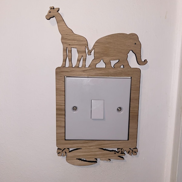Wooden Safari Animals Light Switch Surround for Kids Room, Jungle Wild ...