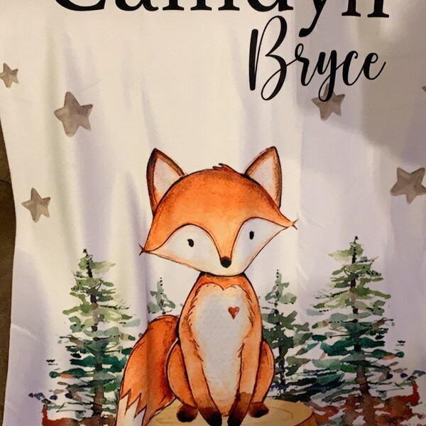 Fox Nursery Baby Blanket, Woodland Animal Baby Blanket, New Baby Gift ...