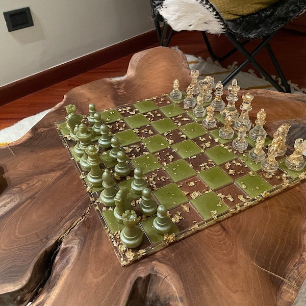 Ocean Design Chess Set, Beach Themed Personalized Handmade Resin Chess ...