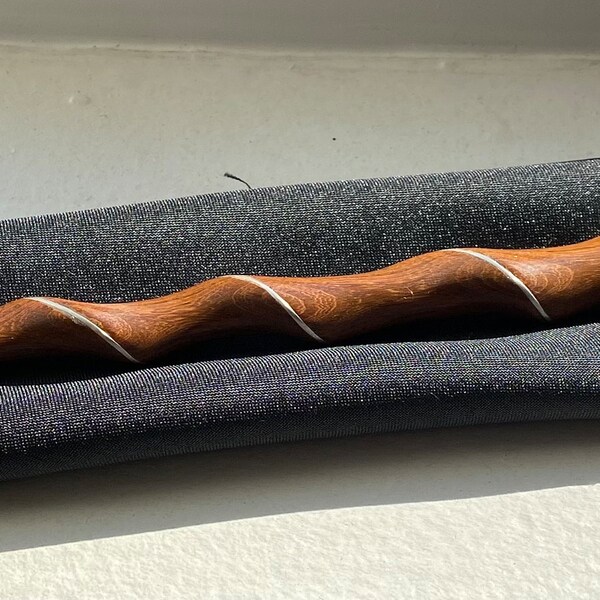 Hand Carved Spiral Wand With Metal Inlay and Quartz Crystal With ...