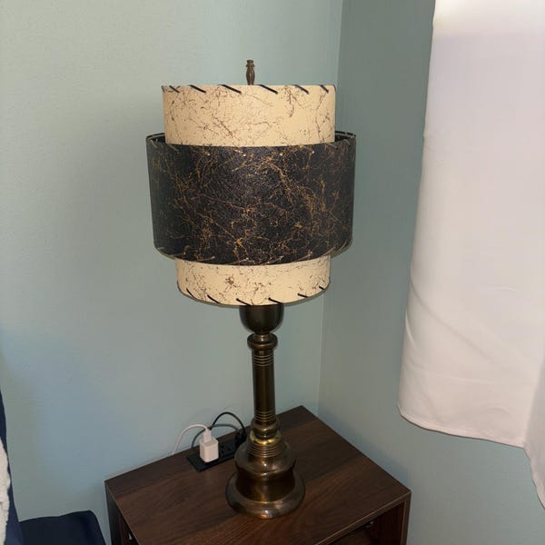 Mid Century Vintage Style 2 Tier Fiberglass Lamp Shade Modern Atomic ...