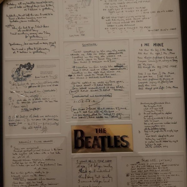 The Beatles Original Handwritten Lyrics Display Framed Montage #1 - Etsy