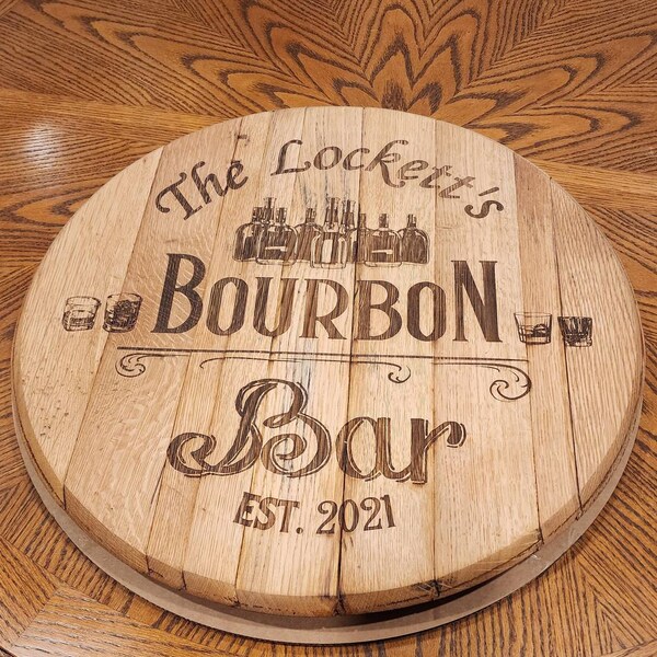 Reclaimed Oak Bourbon Barrel HEAD Sign - Recycled Whiskey Barrel Lid ...