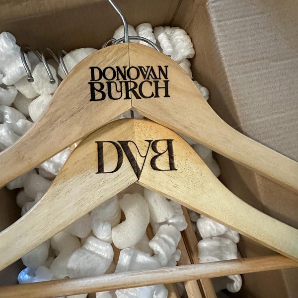 Custom Clothes Hanger Engraved Hard Wood Use Your Logo Customization ...