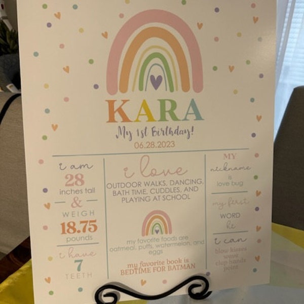 RAINBOW Birthday Decorations Editable Modern Rainbow Milestone Birthday ...