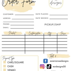 Order Form Lilac Editable Order Form Digital Download Edit - Etsy