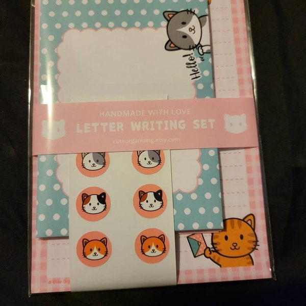 Cat Letter Writing Paper Stationery Set Handmade Ideal for Kids ...