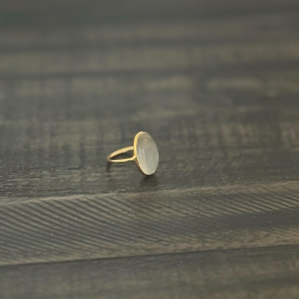 Selenite Gold Ring // Selenite Ring // Selenite Oval Ring // - Etsy