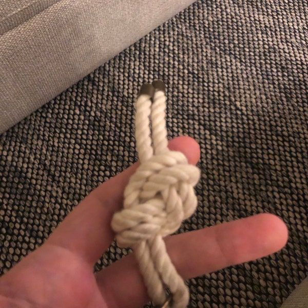Nautical Knot Cotton Rope Keychain in Natural White, Antique Bronze ...