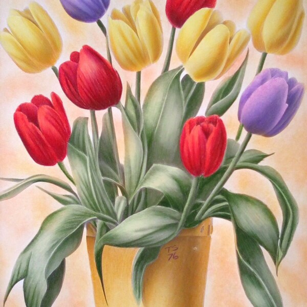 Realistic Tulips Coloring Pages for Adults, Spring Coloring Pages ...