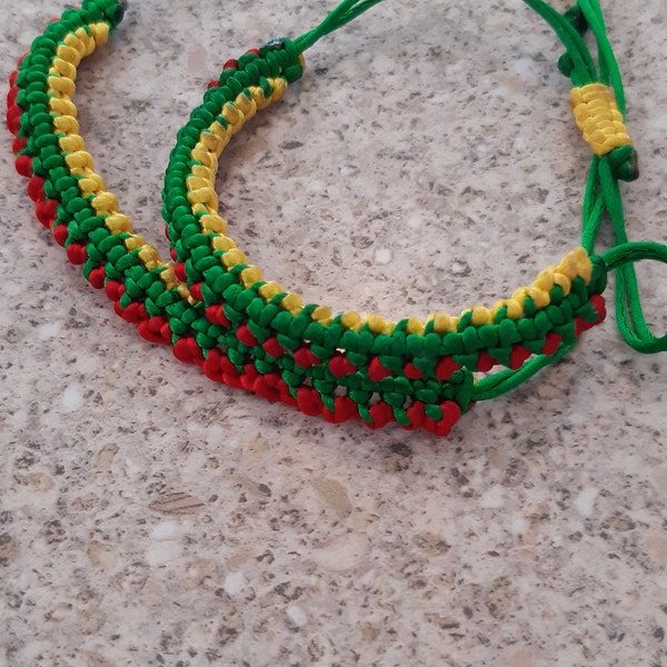 Jamaican Flag Bracelet Jamaica Country Handmade Bracelet, Jamaican Flag ...