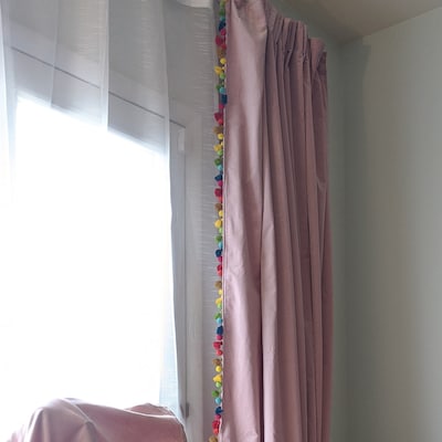 Ivory Fan Edge Trim Blush Pink Pom Poms Pale Rose Pom Poms - Etsy