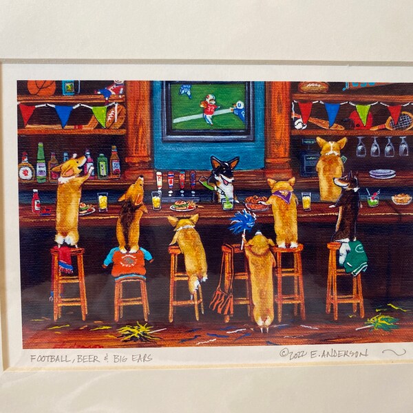 Evie Anderson Corgi Art SIGNED PRINT "the Kandy Kitchen" Pembroke Welsh ...