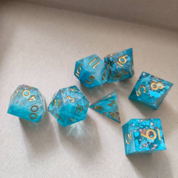 Handmade Ocean World Dice, Resin Polyhedral Dice Set for RPG Game ...