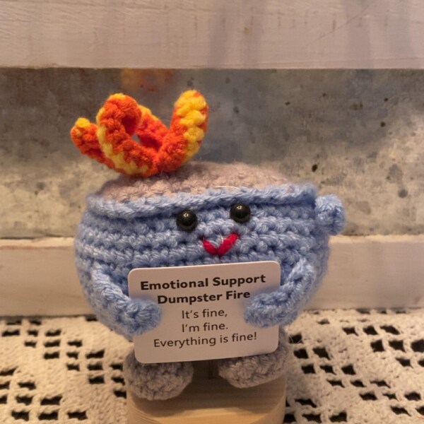Crochet Emotional Support Dumpster Fire Amigurumi,burning Trash Can ...