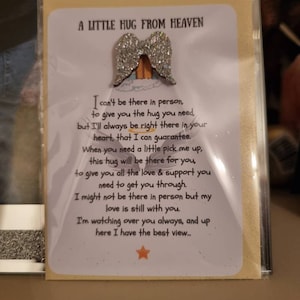 Pocket Hug From Heaven Pocket Token Bereavement Gift Keepsake Memorial ...