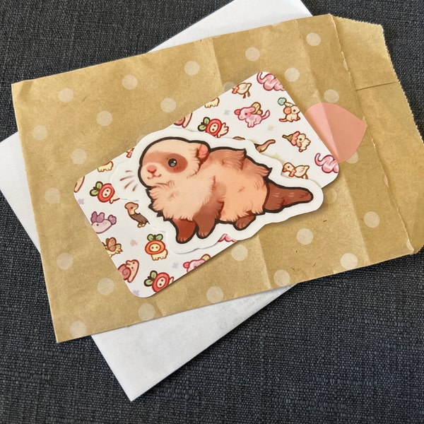 Fluffy Ferret Sticker / Cute Animal Sticker / Ferret Gift / Laptop ...