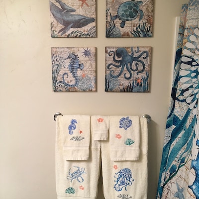Set of 14 Sea Corals Nautical Chinoiserie Coral Reefs Tropical Ocean ...
