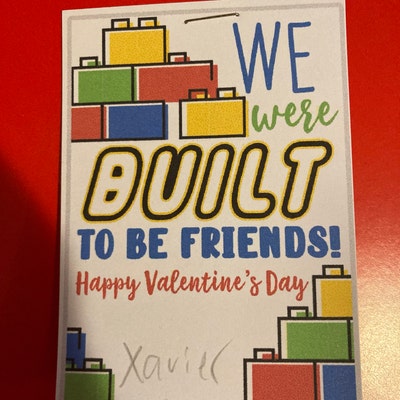 Built to Be Friends Valentine's Day Printable, Building Brick Valentine ...