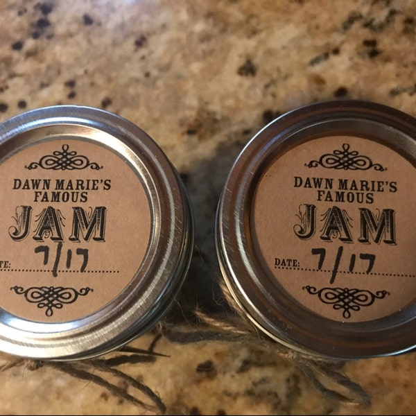 Custom KRAFT Paper Canning Jar Labels, Personalized Round Mason Jar ...