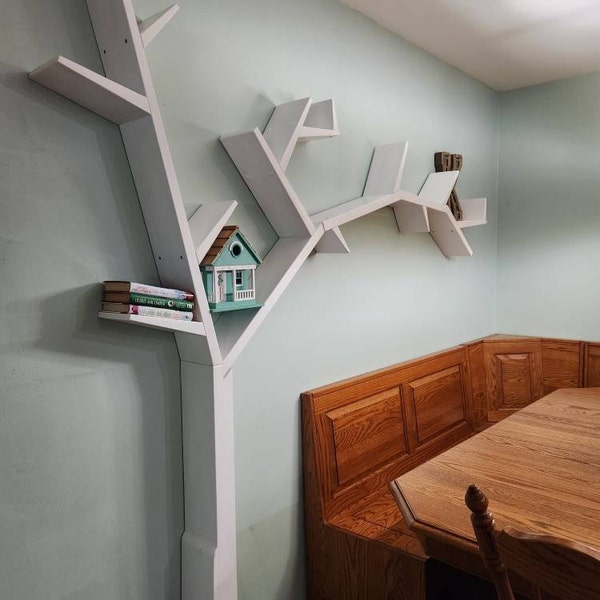 Handmade Pine Wood Tree Branch Bookshelf, Natural Wood, Kids Bookshelf ...
