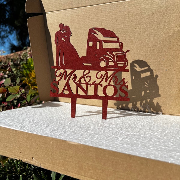 Truck Cake Topper Wedding, Trucker Cake Topper, Truck Driver Cake ...
