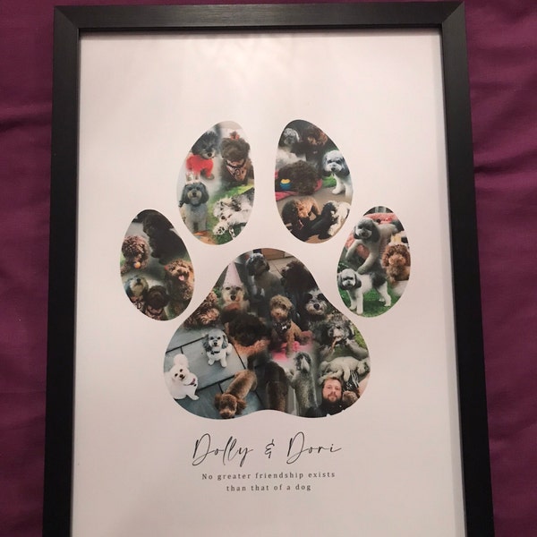 Paw Print Photo Collage, Paw Print Picture, Dog Memorial, Cat Memorial ...