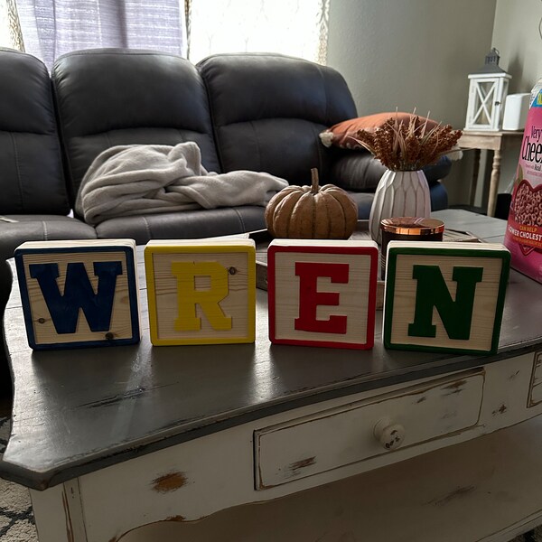 Large Alphabet Wood Letter Blocks, Custom Names, Initials, Words - Etsy