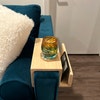 Couch Arm Rest Table With Magazine Stand, Modern Wood Armrest Table ...