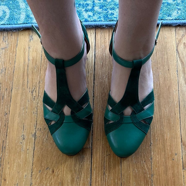 Vintage Inspired, Genuine Leather, Handmade Retro Women Shoes, Red ...